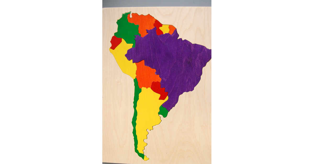 Made In the USA | Wooden map puzzle of South America