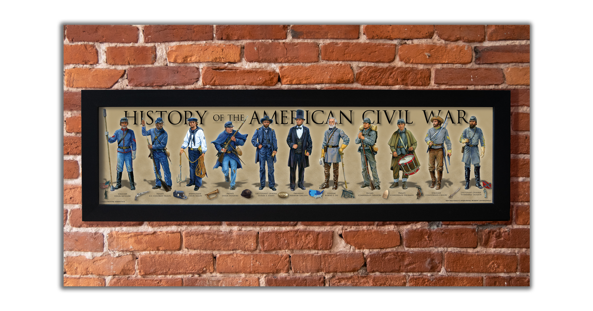 Made In USA American Civil War Framed 1 With A Pebble Textured
