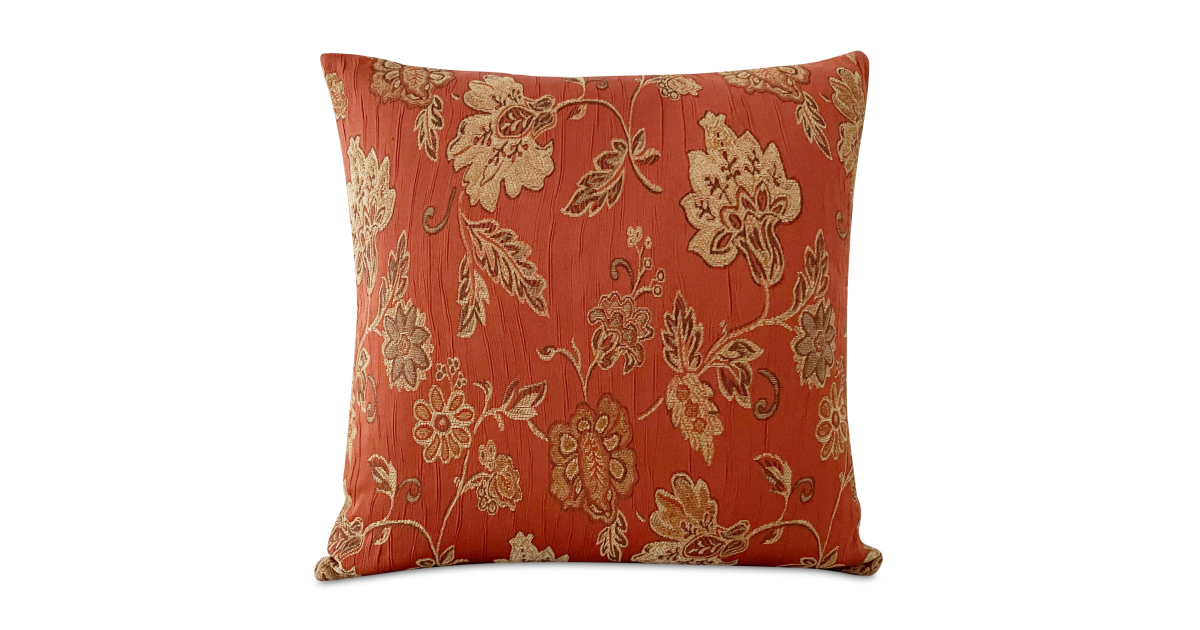 Made In USA | Fall Botanical Orange Throw Pillow Cover 22x22