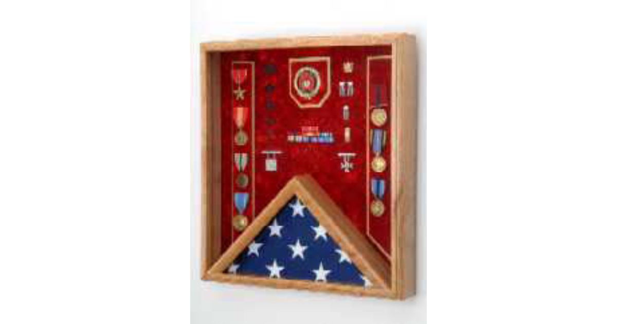 Made In USA | Deluxe Combination Awards/Flag Shadow Box