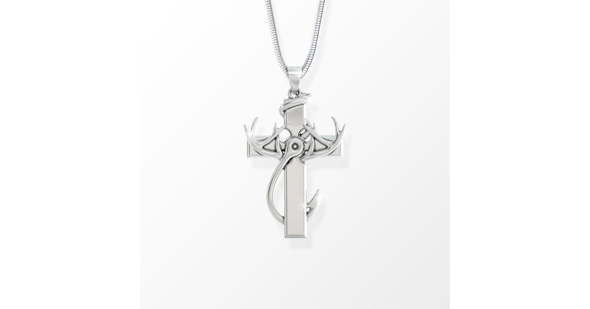 Made In USA | "Hunting, Faith & Fishing" Sterling Silver Cross Necklace