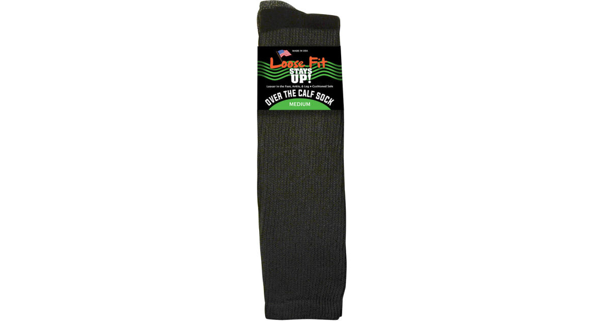 Made In USA | Loose Fit Stays Up Over the Calf Athletic Socks