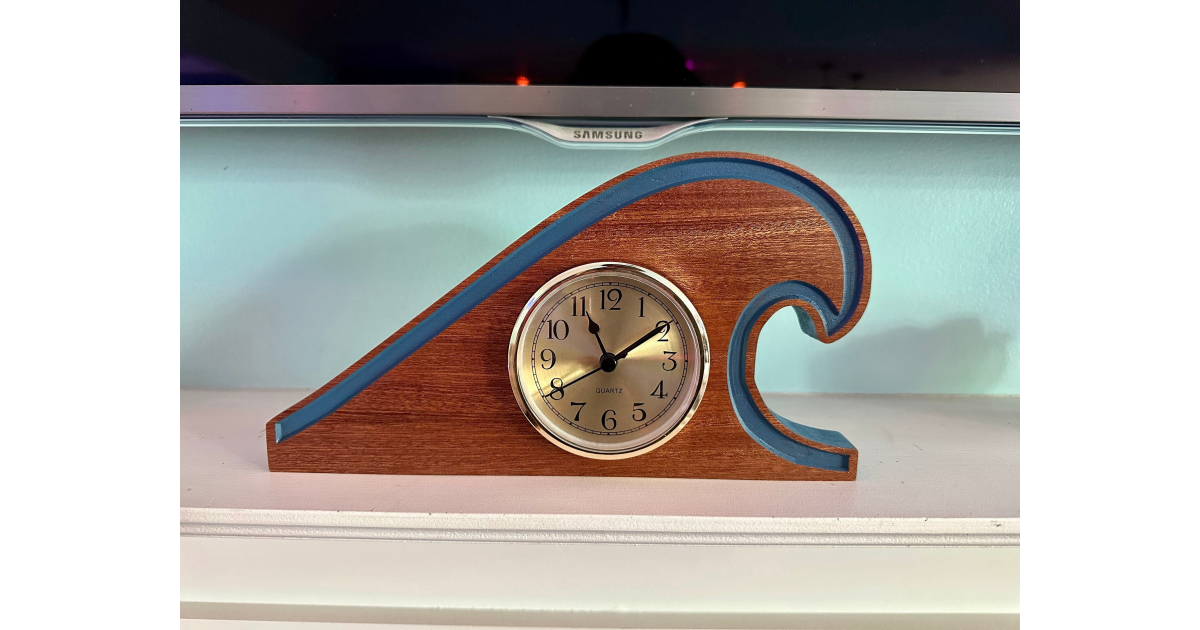 Made In USA | Mahogany Wave Mantle Clock | Wooden Ocean Wave Shelf ...