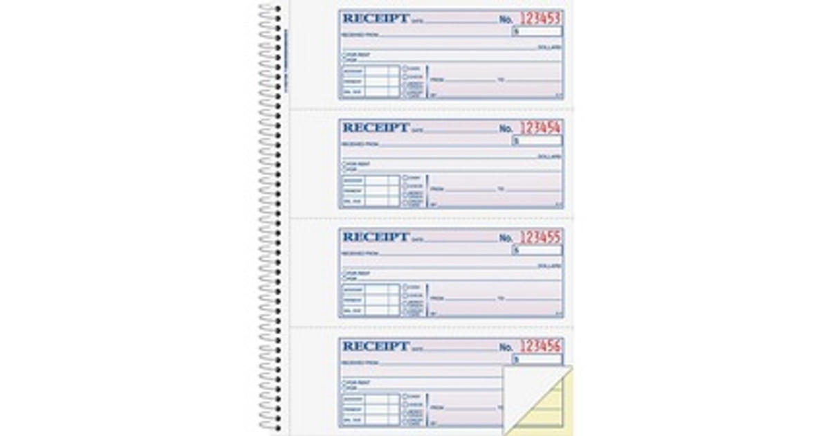 Made In USA | Adams Spiral 2-Part Money/Rent Receipt Book - 200 Sheets ...