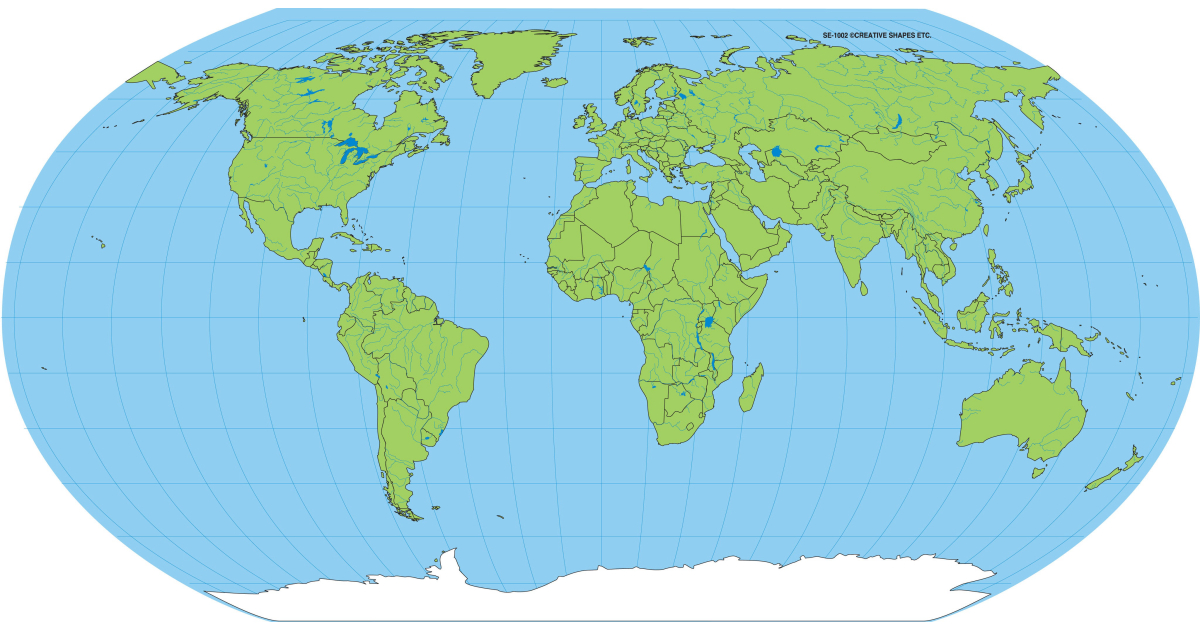 Made In USA | SHAPES ETC. Unlabeled World- Practice Map