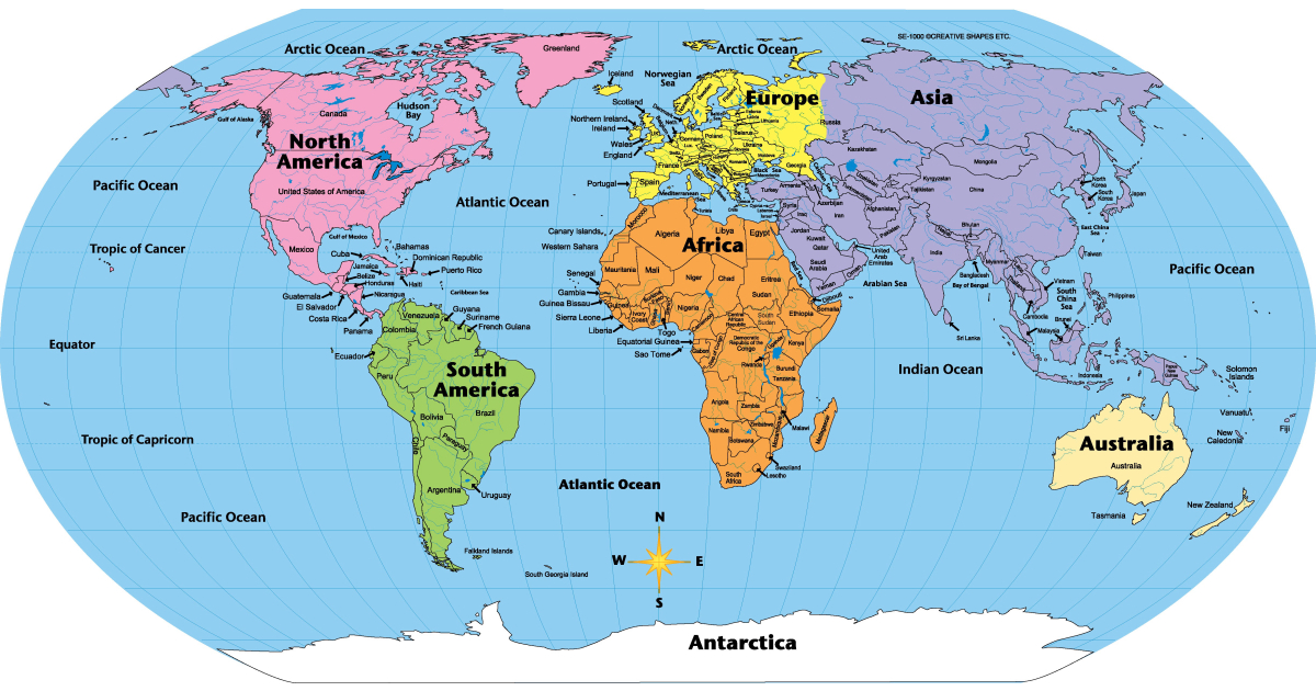 Made In USA | SHAPES ETC. Labeled World- Practice Maps