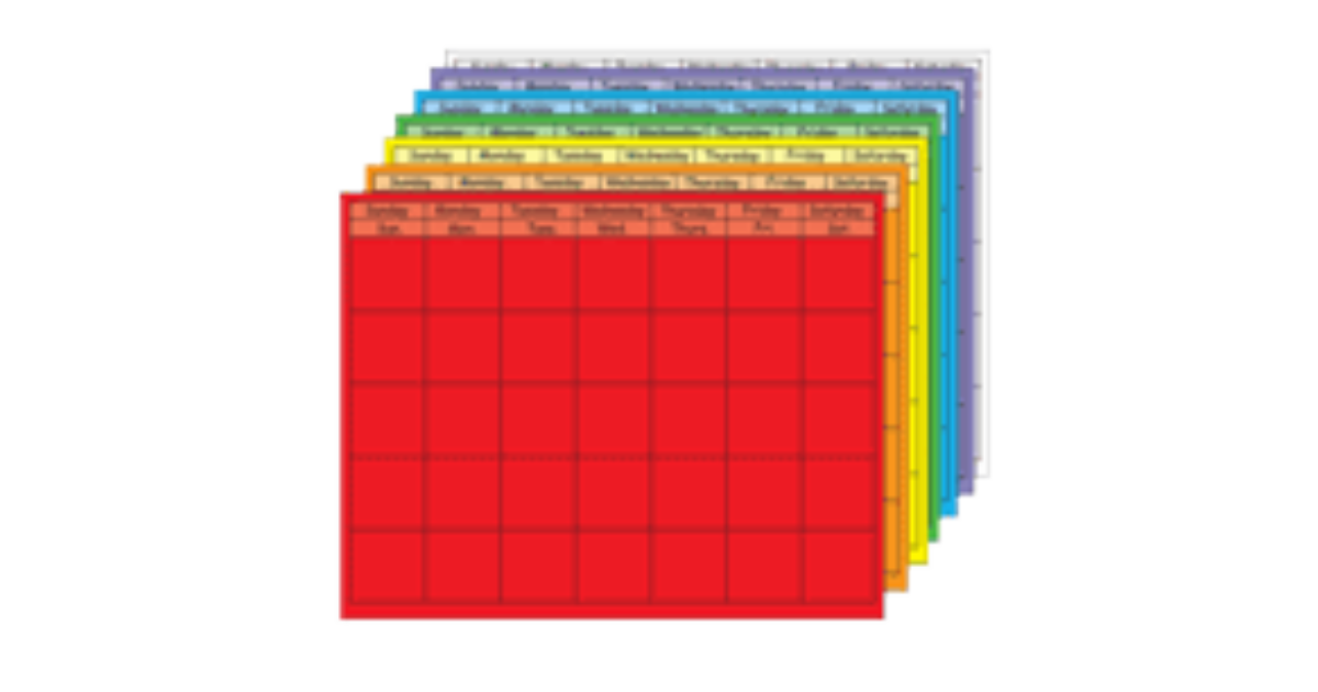 Made In USA | SHAPES ETC. Horizontal Calendar - Set of 7
