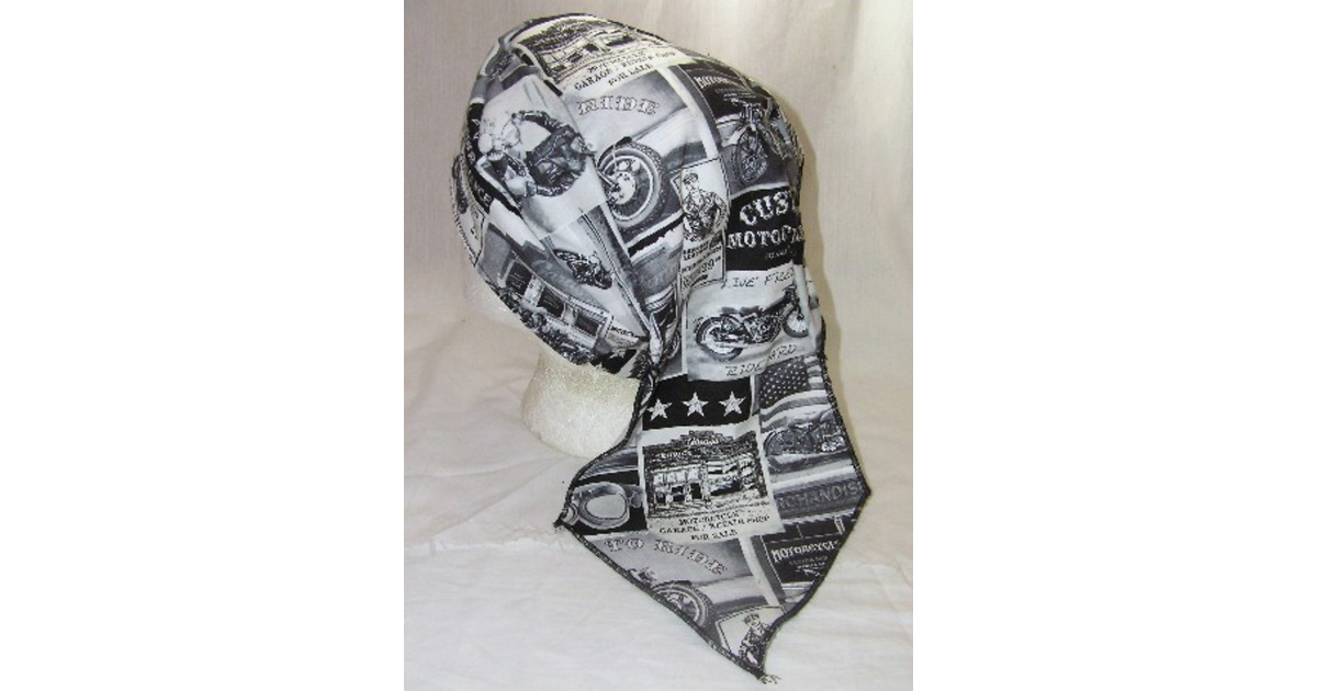 Made In USA | Biker Love to Ride Black & White Du-rag