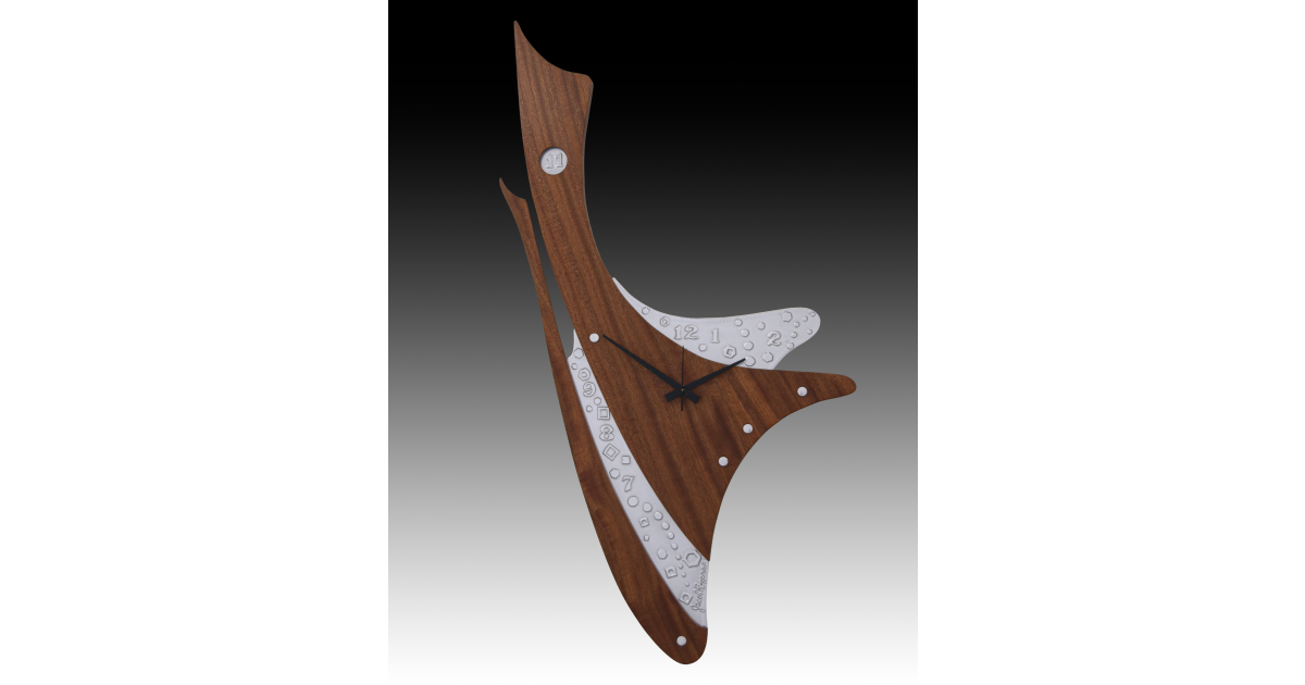 Made In USA | Swoosh Centerpiece Clock - 36" x 18", Acid Etched Metal ...