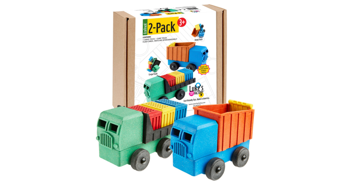 Made In USA | Toy Truck Play Set - 2 Pack of Cargo & Dump Truck Toys
