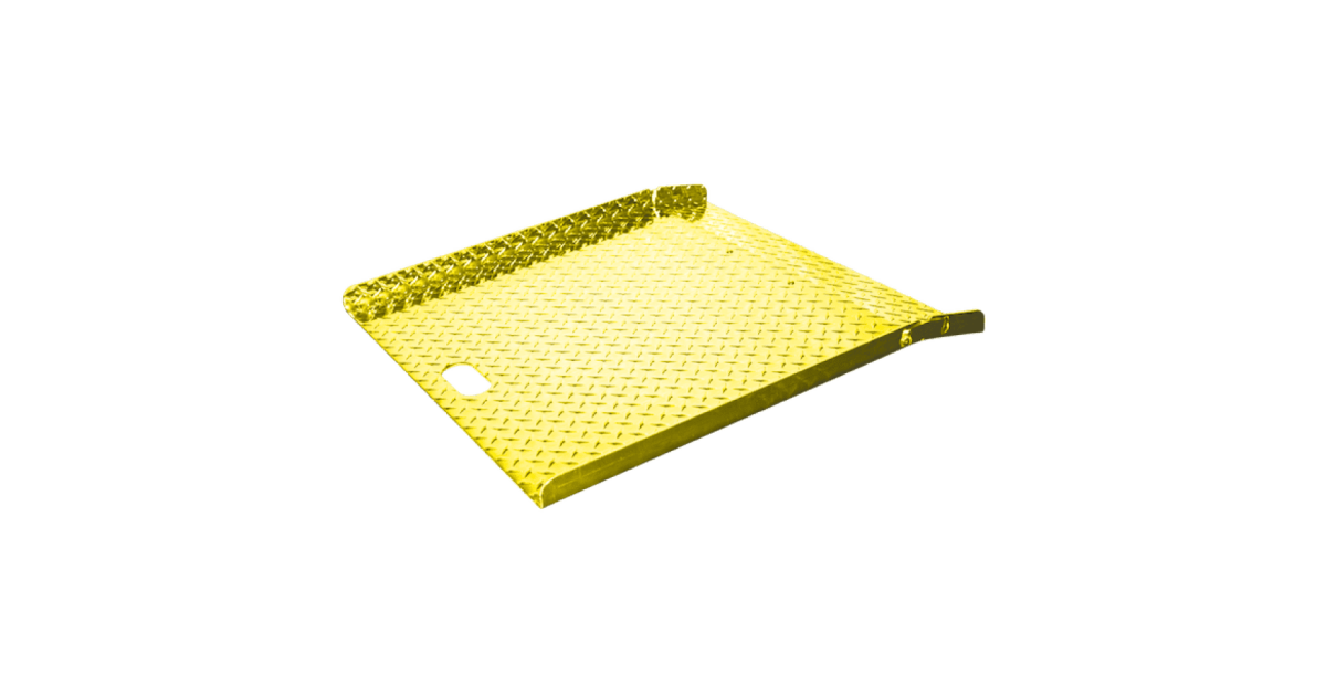 Made In USA | Tread Plate Deck 27" x 27" Riveted Handle Safety Yellow