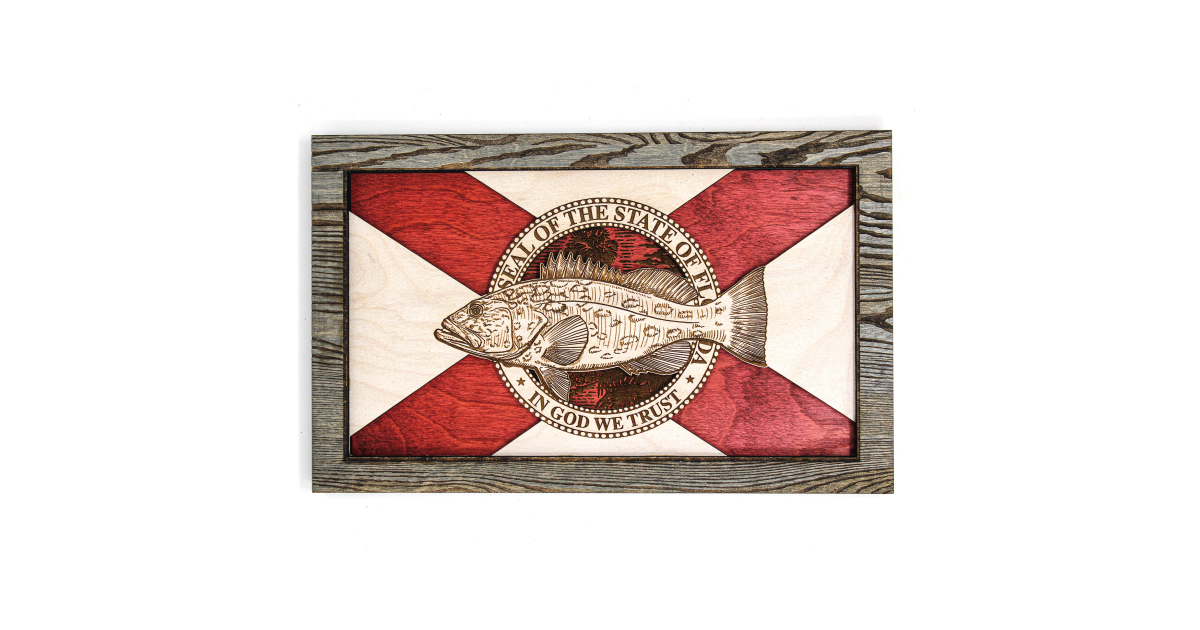 Made In USA | Wall Art - GAG Grouper Florida Flag 3D Wood Art