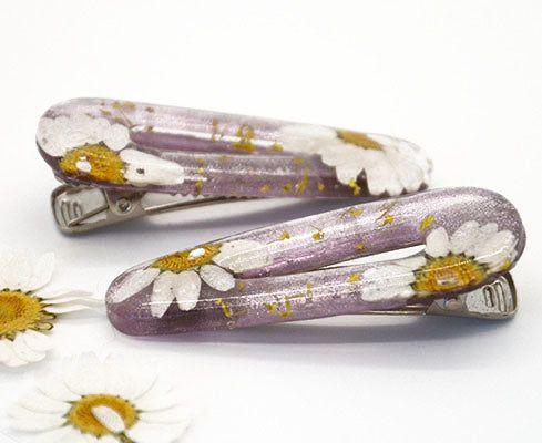 Made In the USA | White Daisy Hair Clips